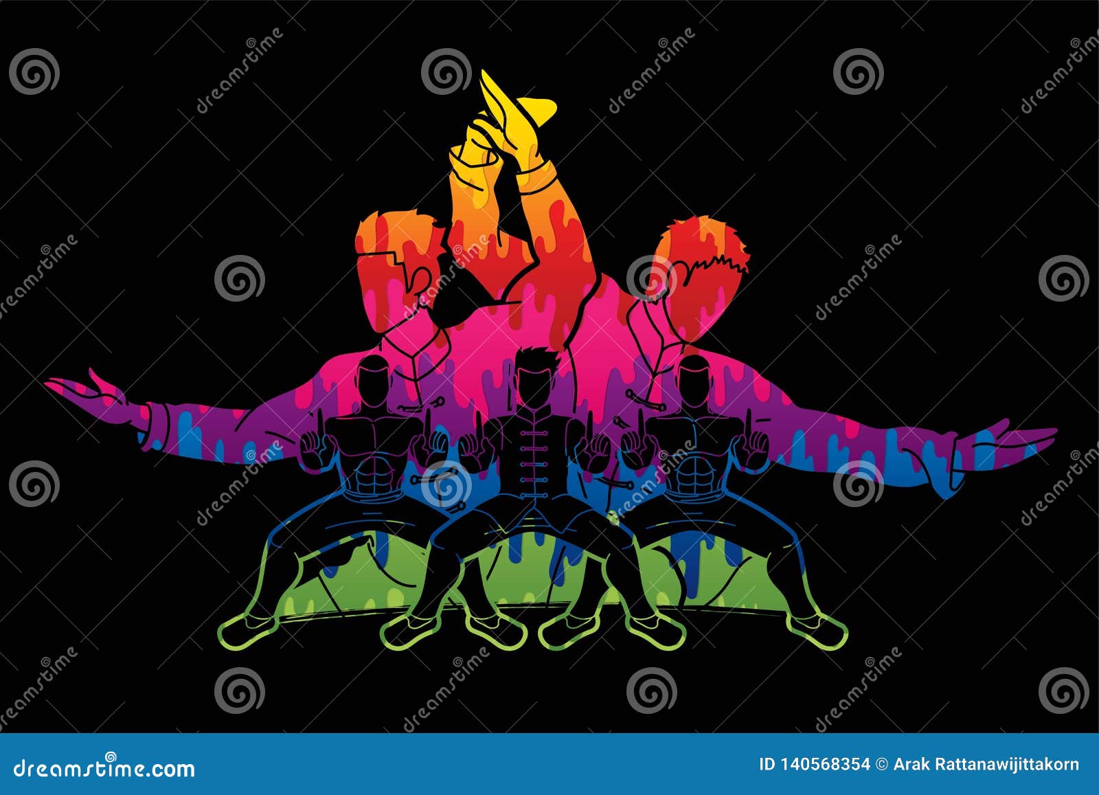 Fighter In Martial Arts Or Kung Fu Pose , Vector Cartoon Stick Figure ...