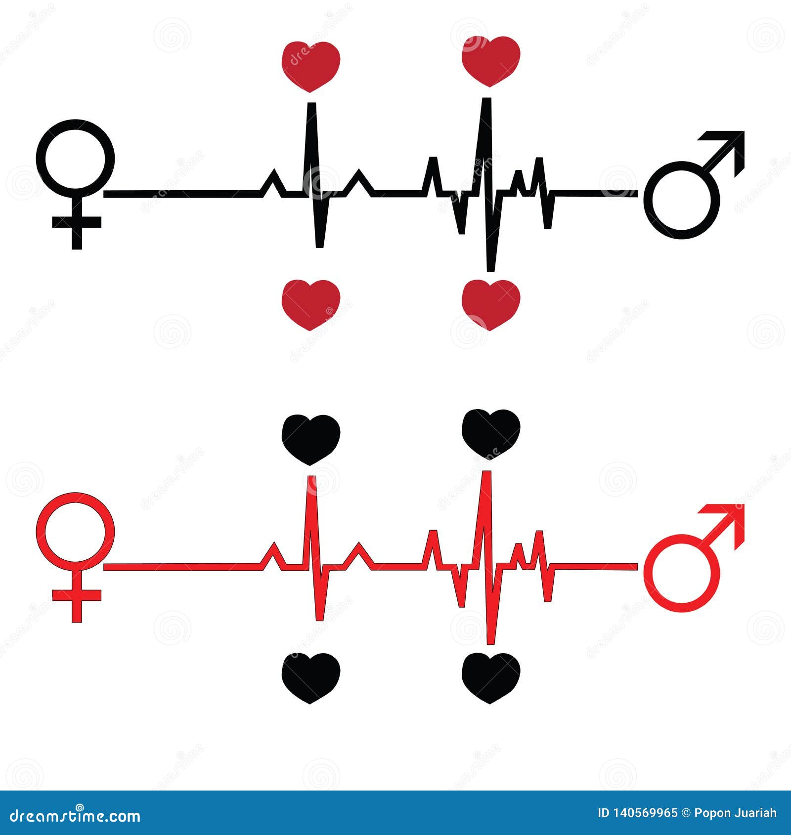 Love Her and Him Heart Rate Stock Illustration - Illustration of print ...