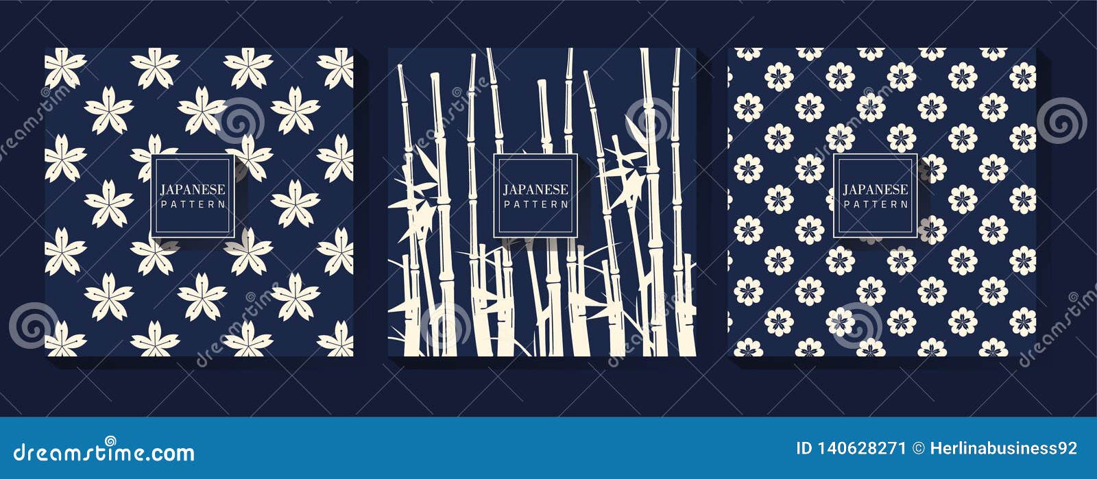 Japanese Blue Pattern Background Stock Illustration - Illustration of ...