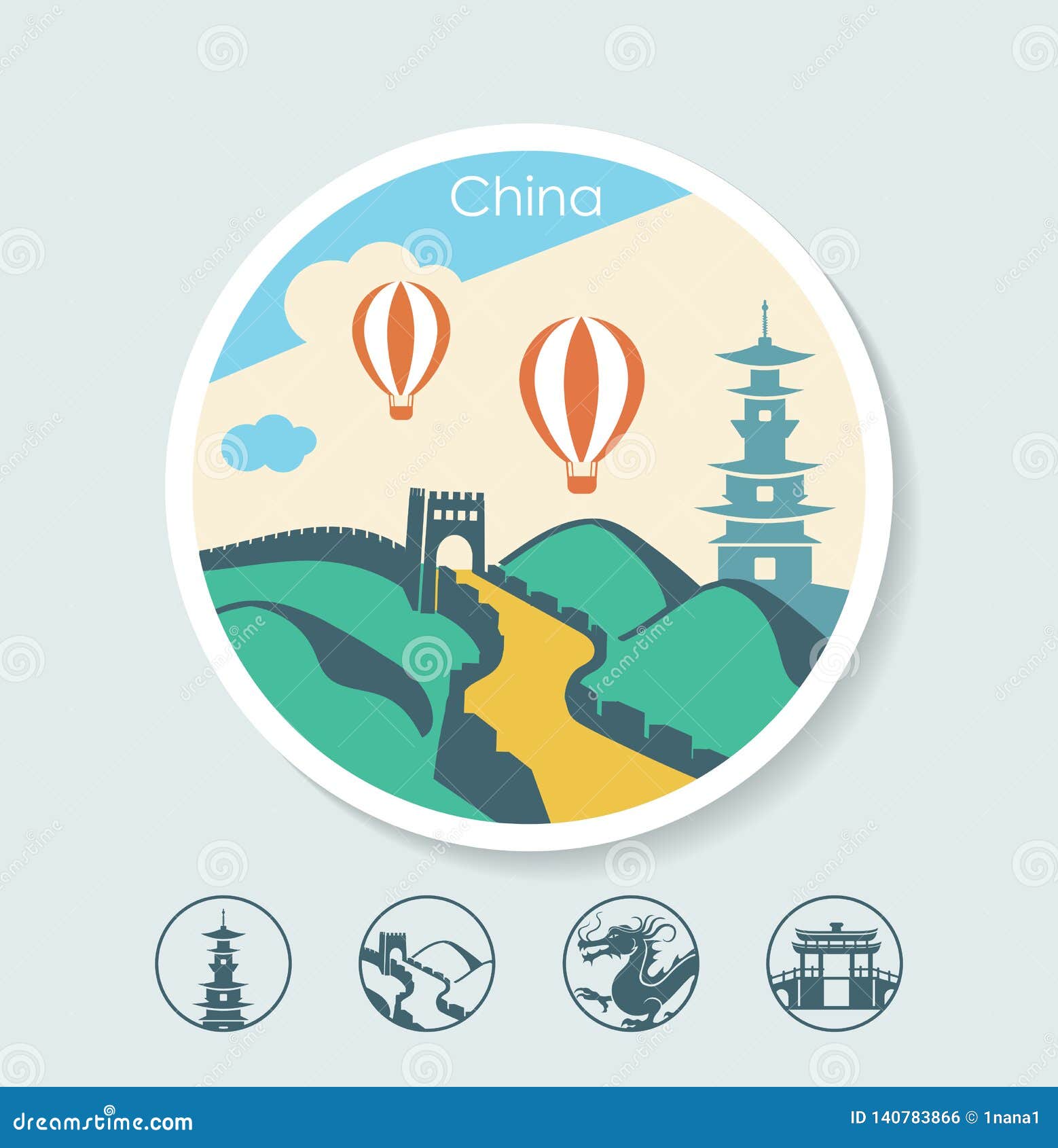 China Travel Concept with China Landmarks Vector. Stock Vector ...