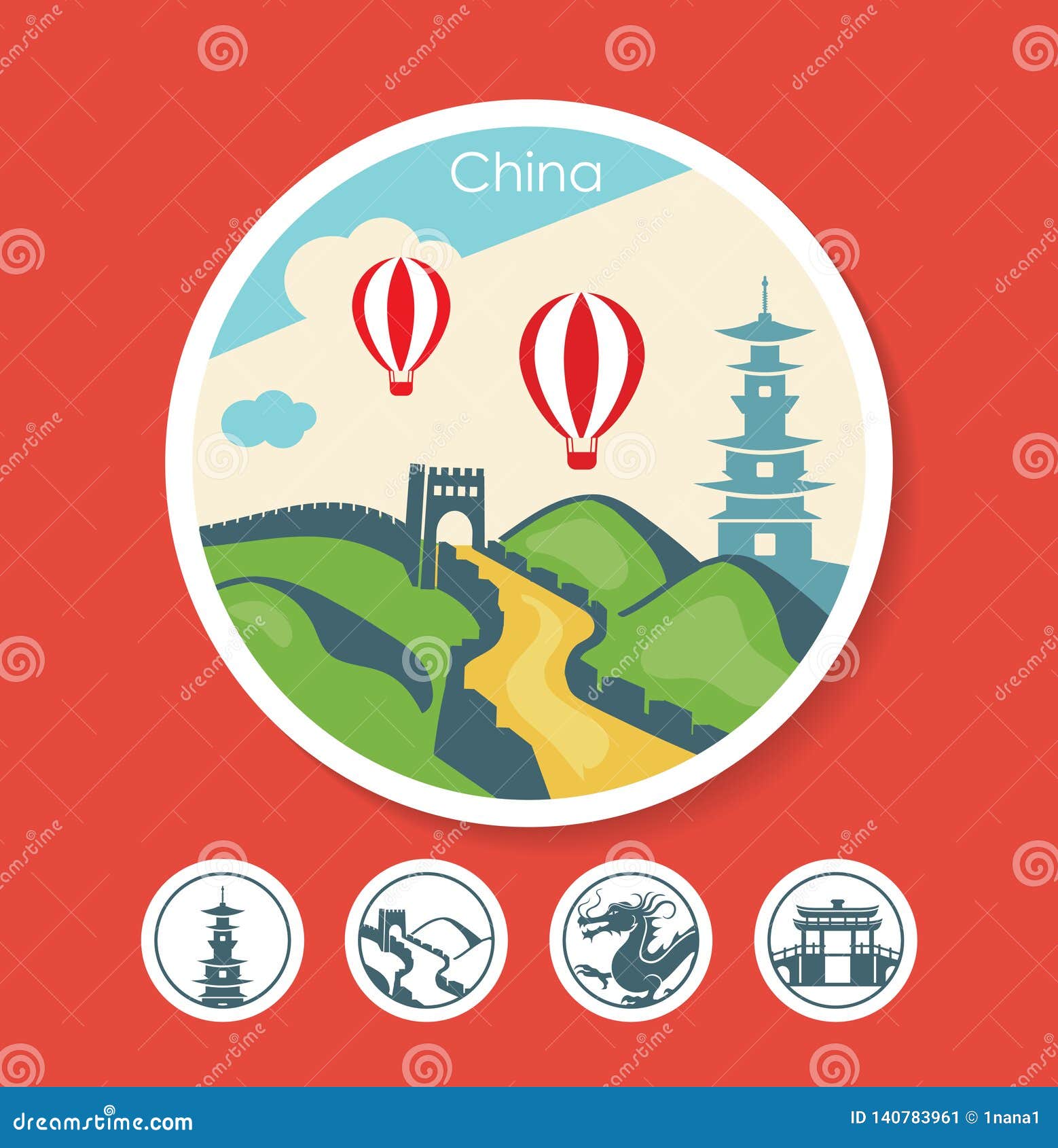 China Travel Concept with China Landmarks Vector. Stock Vector ...