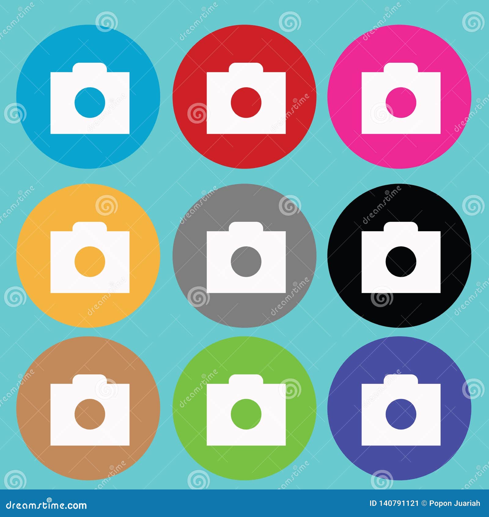 Colorfull Camera in Circle Set Icon Stock Vector - Illustration of idea ...