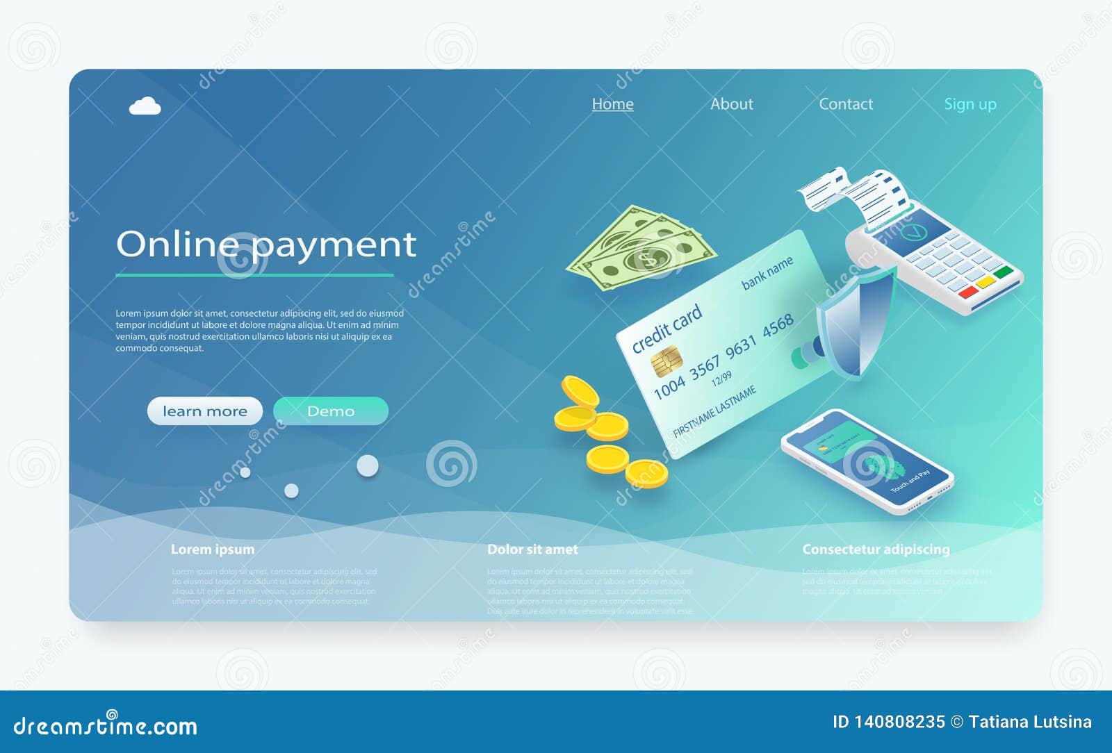Isometric Payment Online Concept. Smartphone with Mobile Interface ...