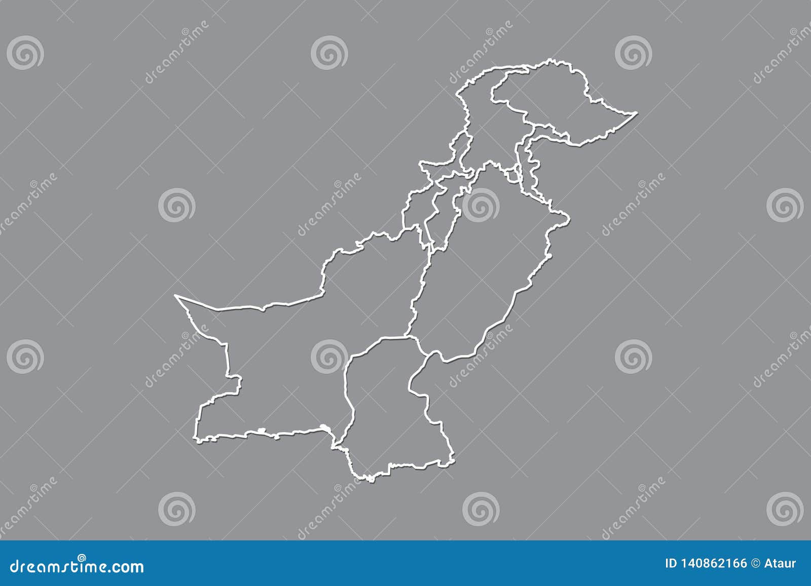 Pakistan Vector Map with Border Lines of Provinces Using Gray Color on ...