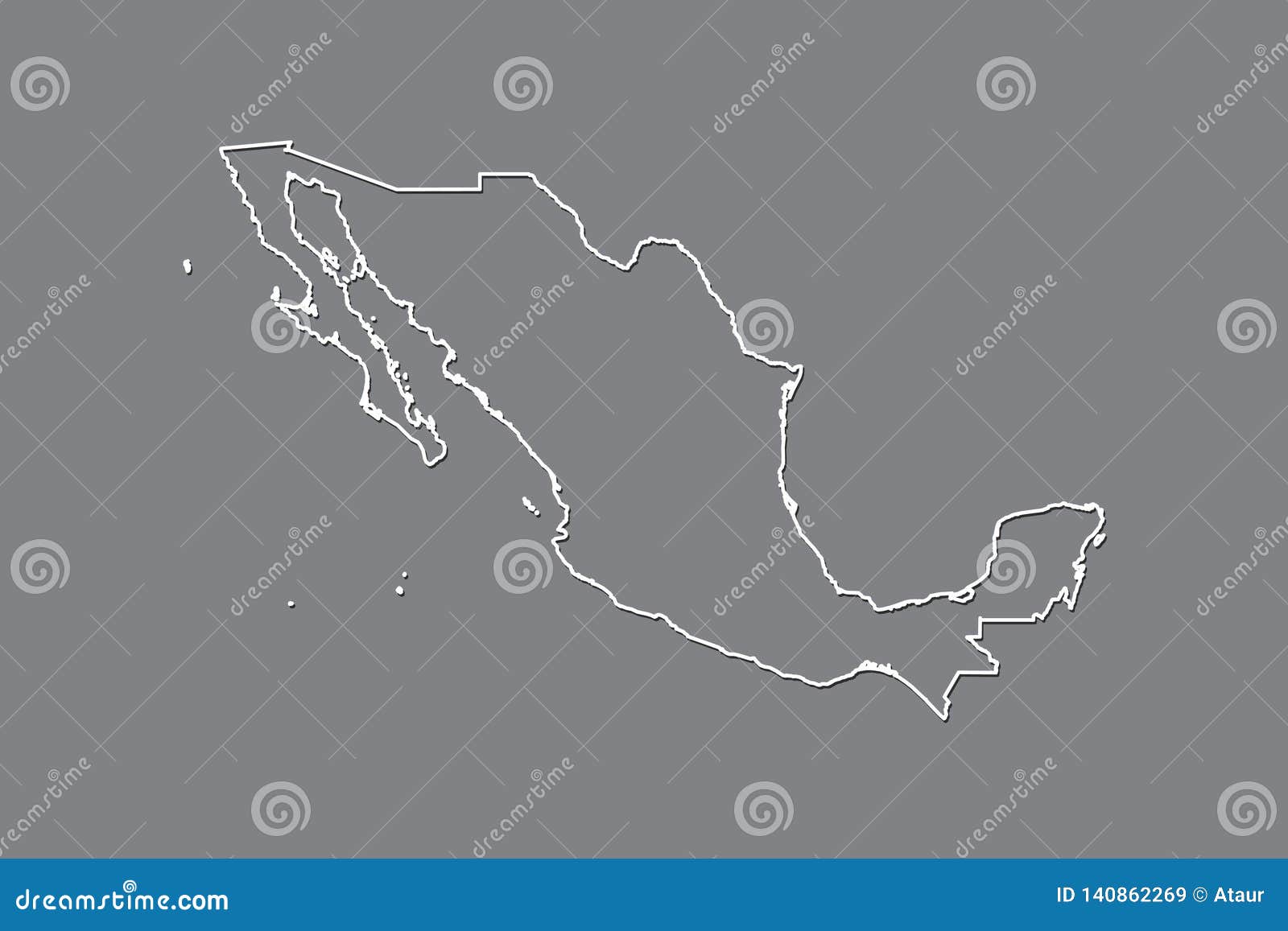 Mexico Vector Map With Single Border Line Boundary Using White Color On ...