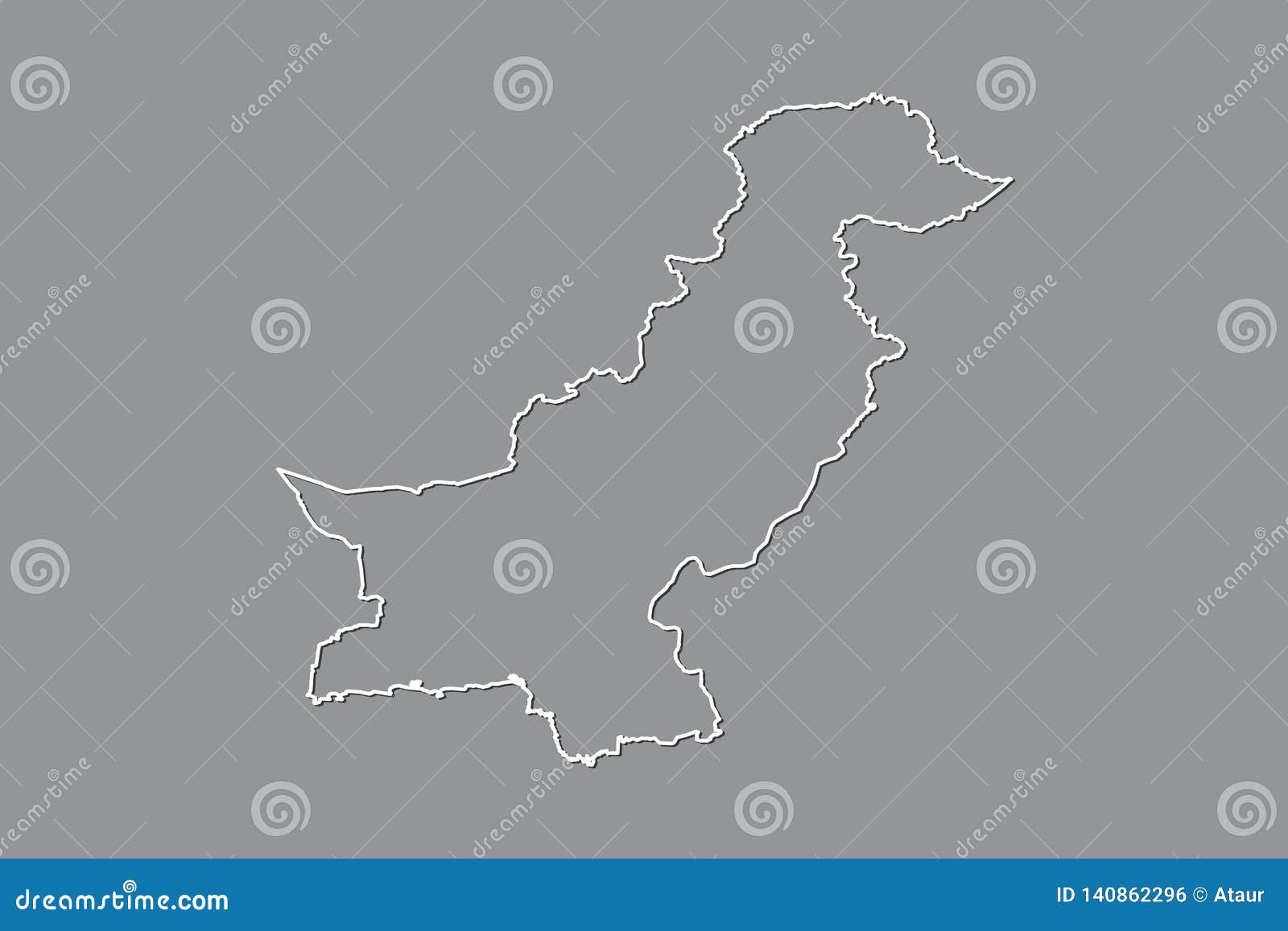 Pakistan Vector Map with Single Border Line Boundary Using White Color ...