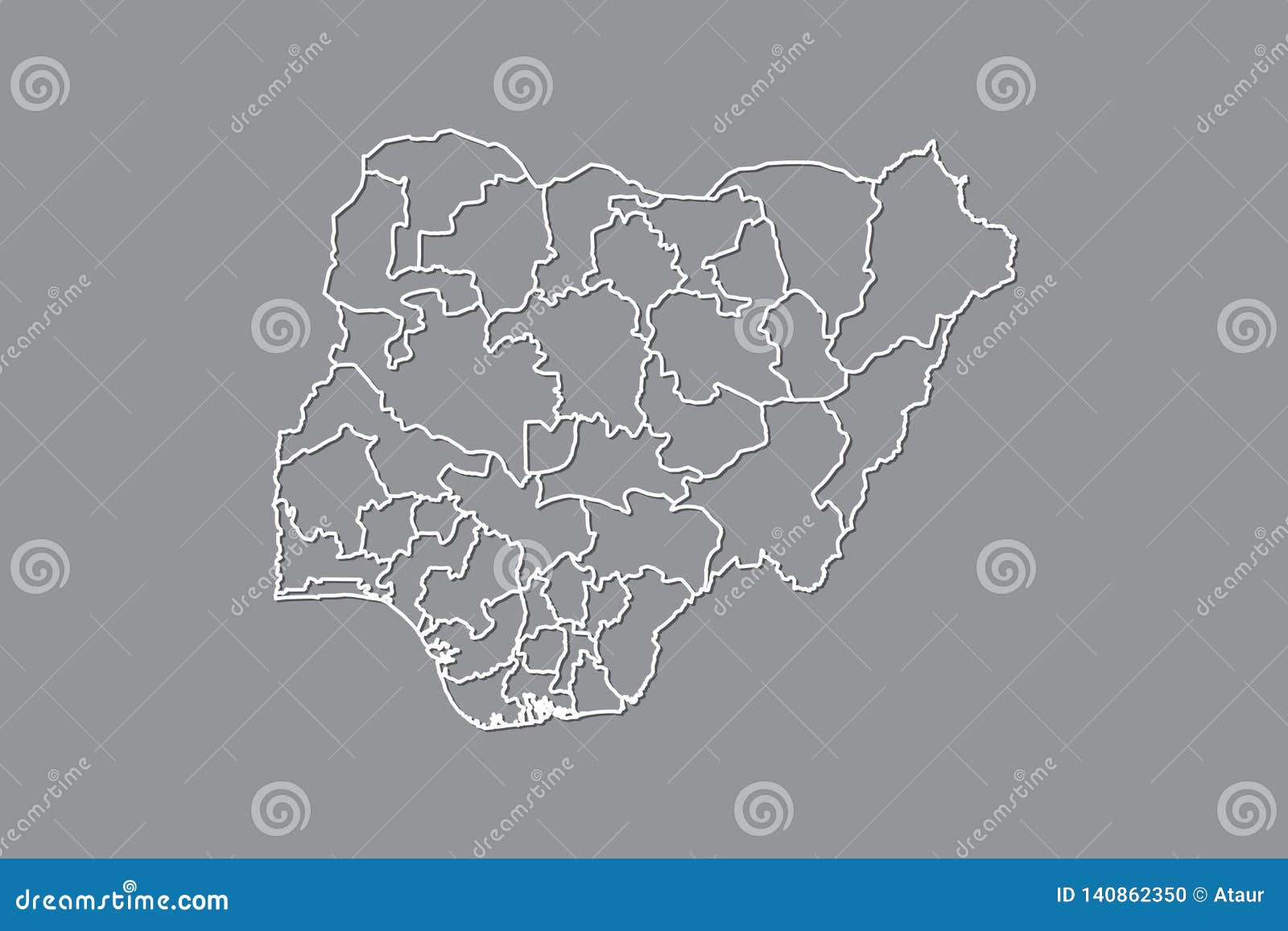 Nigeria Vector Map Isolated On White Background. High-Detailed Black ...