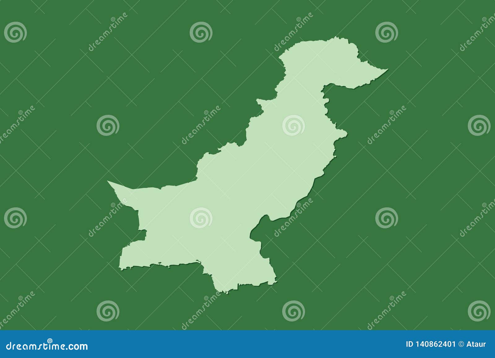 Pakistan Vector Map with Single Land Area Using Green Color on Dark ...