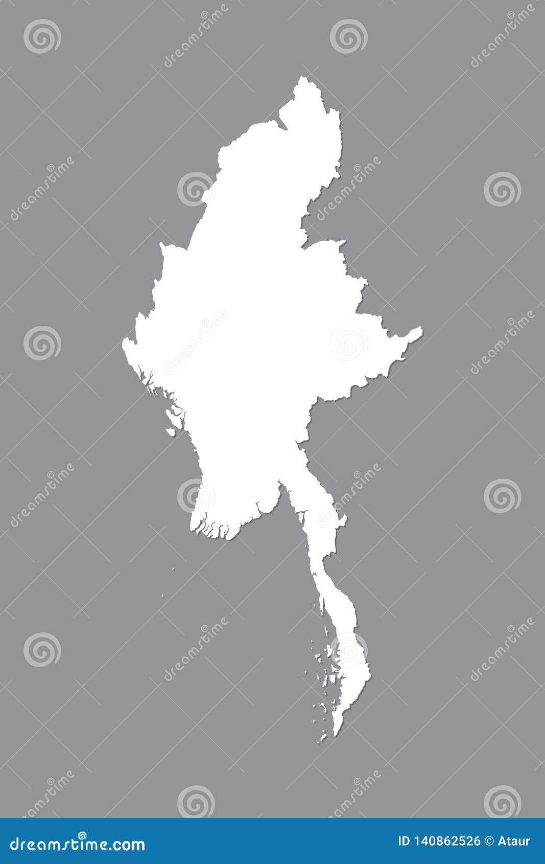 Myanmar Map Vector, Isolated On White Background. Black Map Template ...