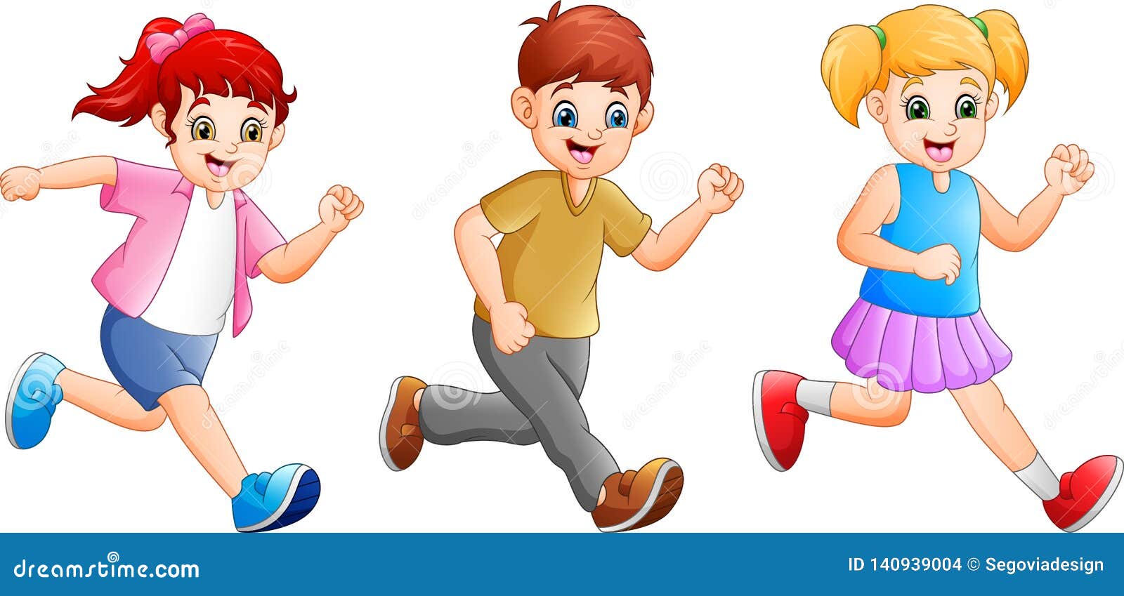 Cartoon Happy Kids Running Together Stock Vector - Illustration of ...