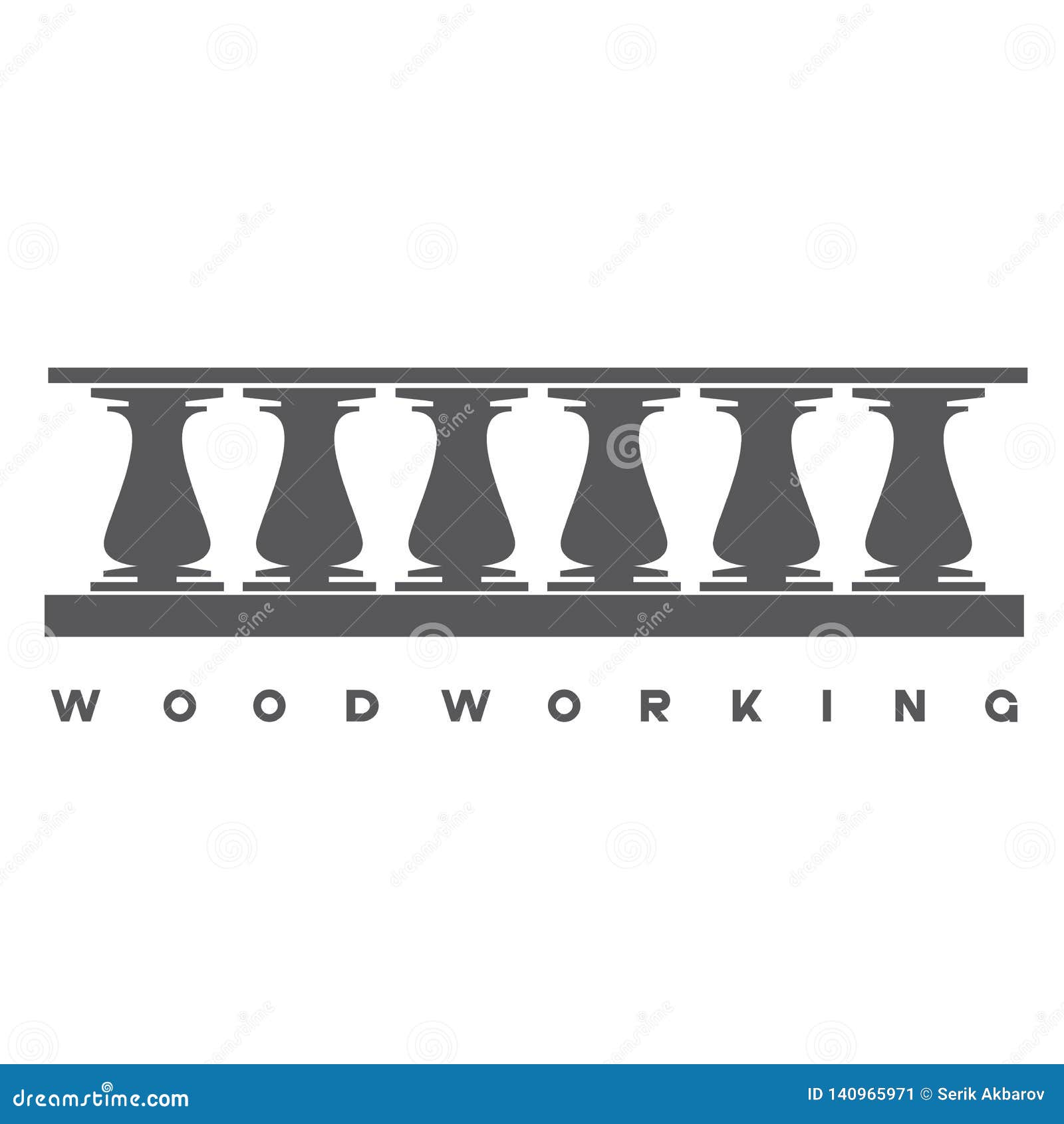 Illustration Consisting of Several Wooden Balusters in the Form of a ...