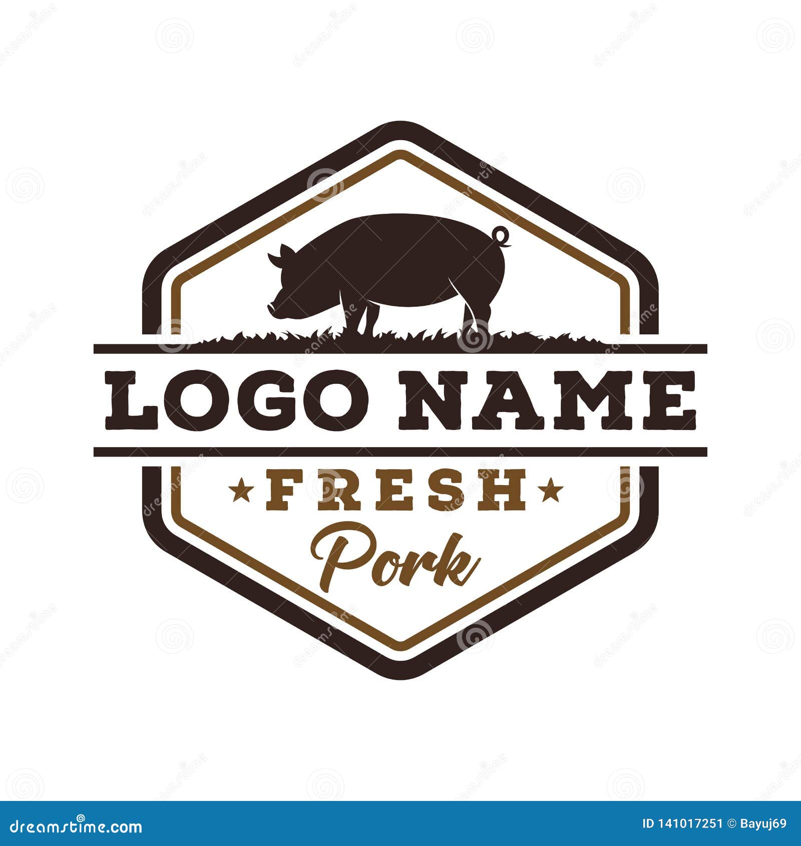 Vintage Fresh Pork Logo Design Template Stock Vector - Illustration of ...