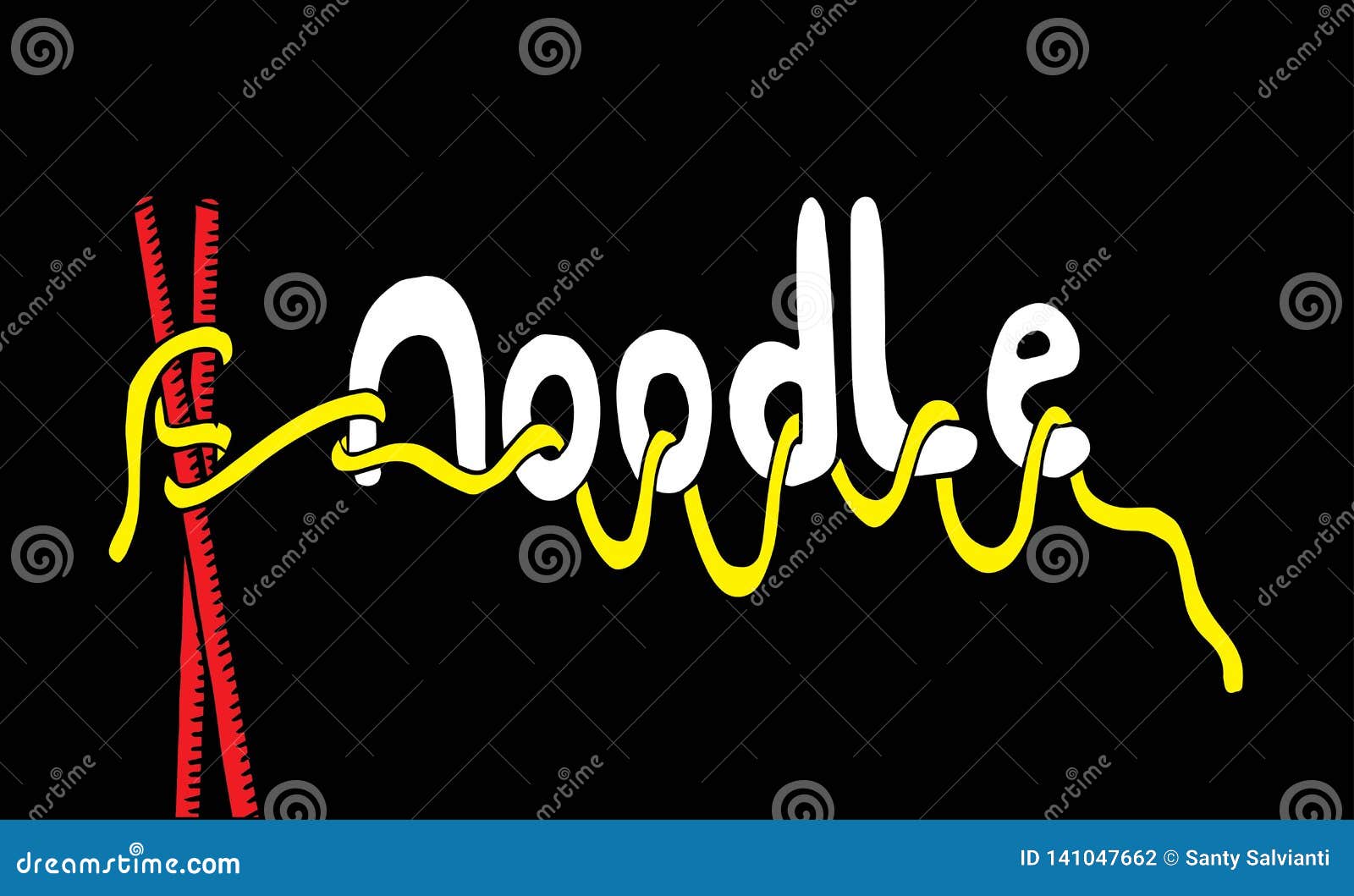 Doodle Noodle with Chopsticks. with Text Noodle, Hand Drawing Stock ...