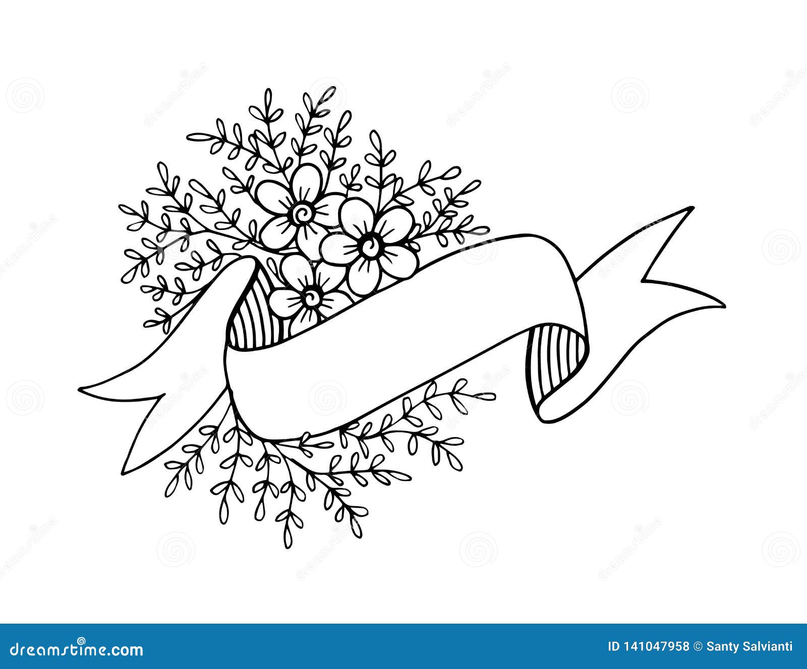 Abstract Blank Ribbon Banner with Floral Background, Vector ...