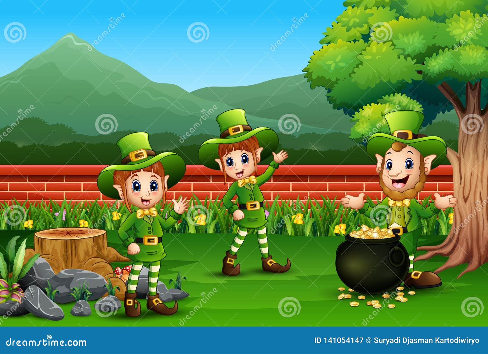 Cartoon Leprechaun in the Park for Parade of Happy St. Patrick`s Day ...