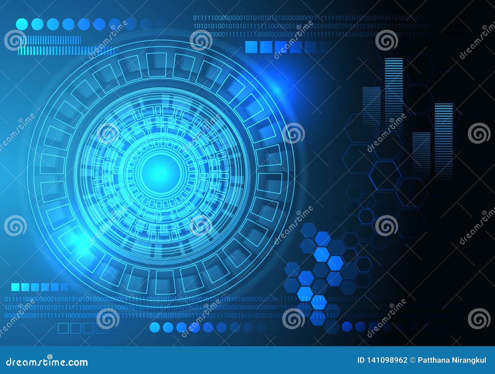 Abstract Blue Screen Data Circle Circuit Technology Computer Design ...