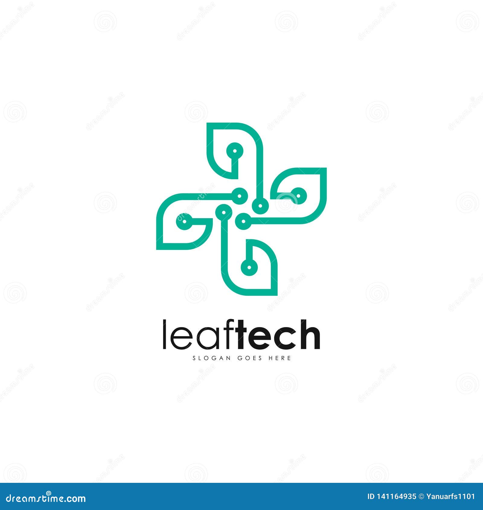 Leaf Tech Logo Vector Template Stock Vector - Illustration of leaf ...