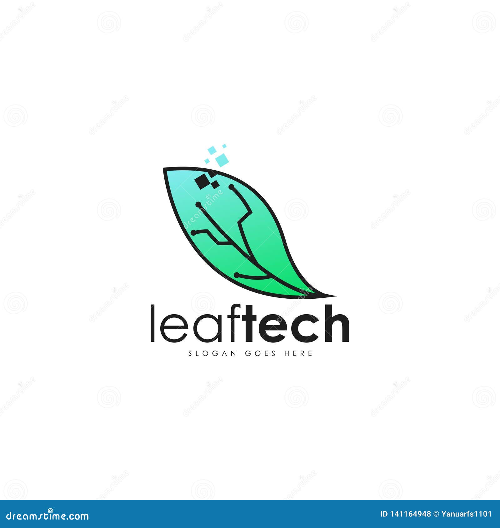 Leaf Tech Logo Vector Template Stock Illustration - Illustration of ...