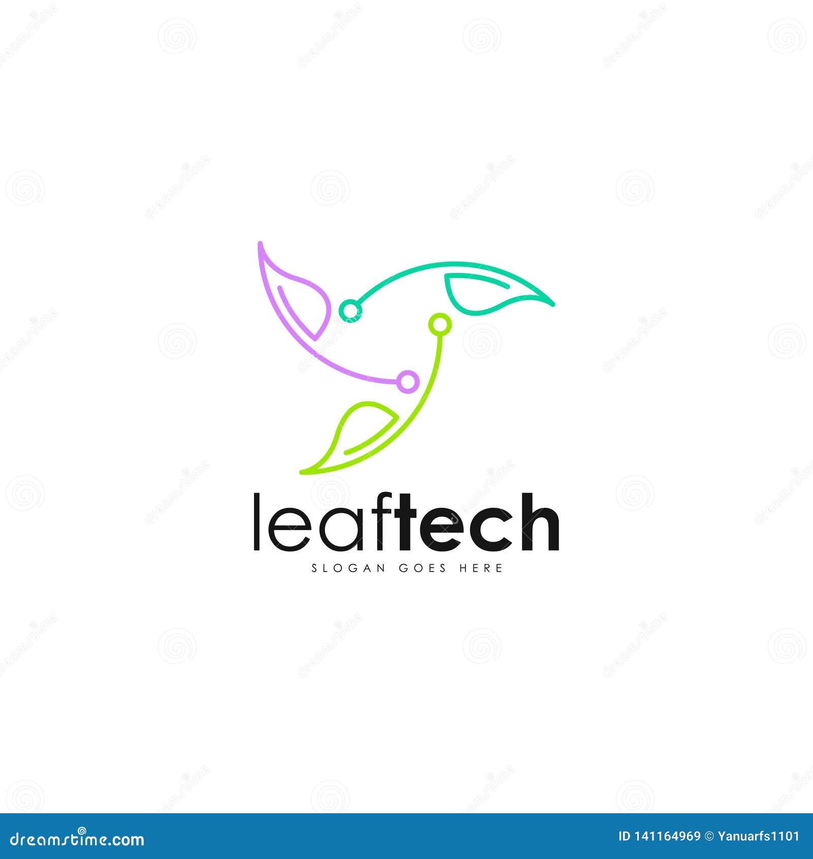 Leaf Tech Logo Vector Template Stock Illustration - Illustration of ...