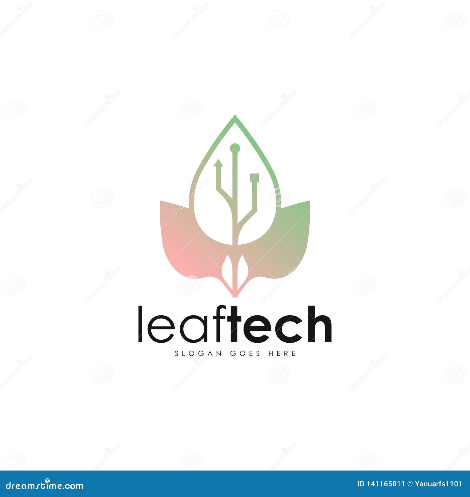 Leaf Tech Logo Vector Template Stock Illustration - Illustration of ...