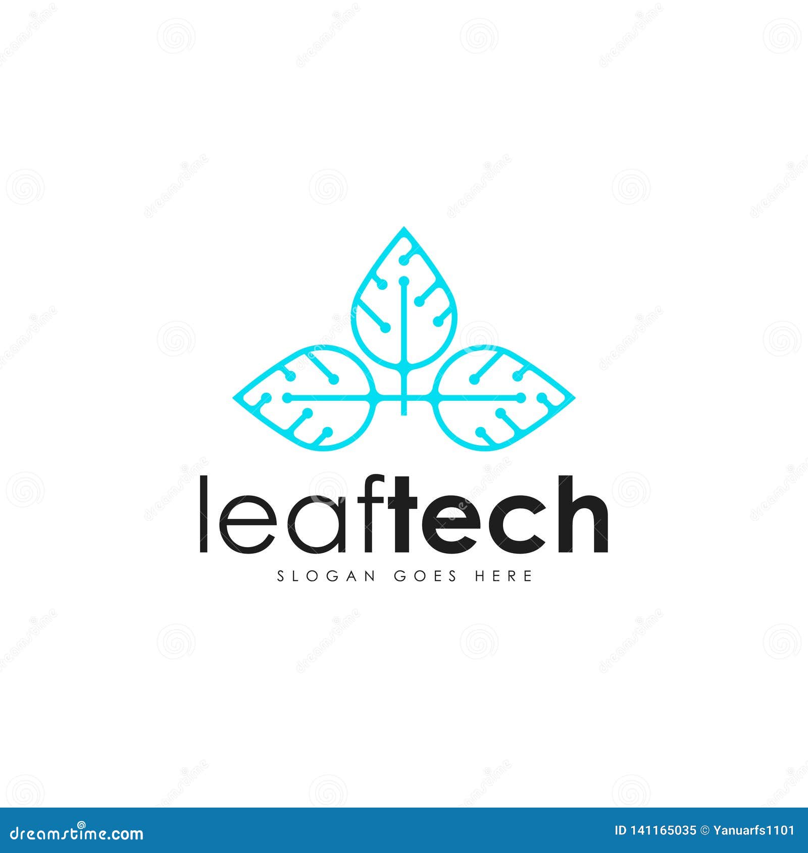 Leaf Tech Logo Vector Template Stock Illustration - Illustration of ...