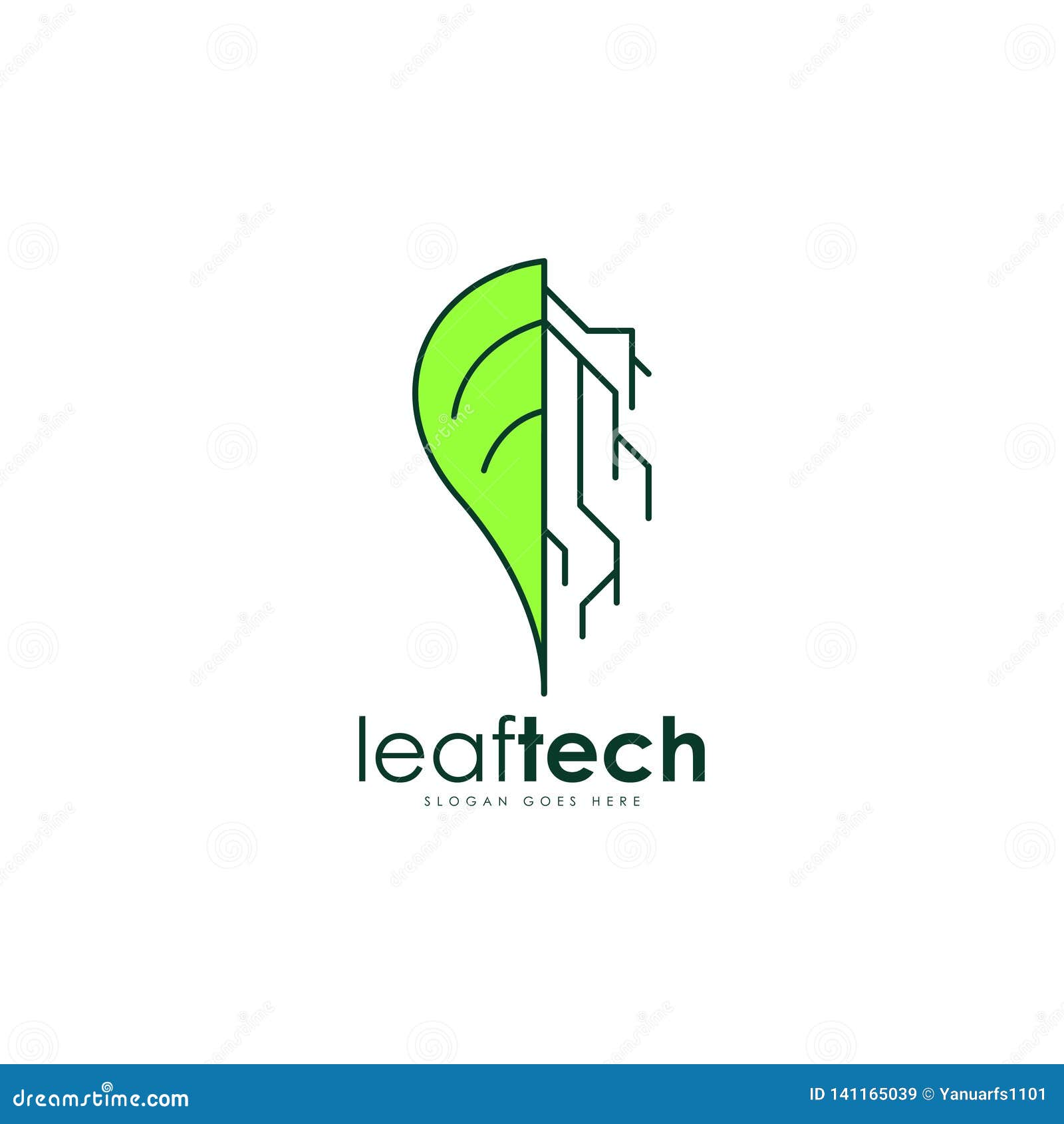 Leaf Tech Logo Vector Template Stock Illustration - Illustration of ...