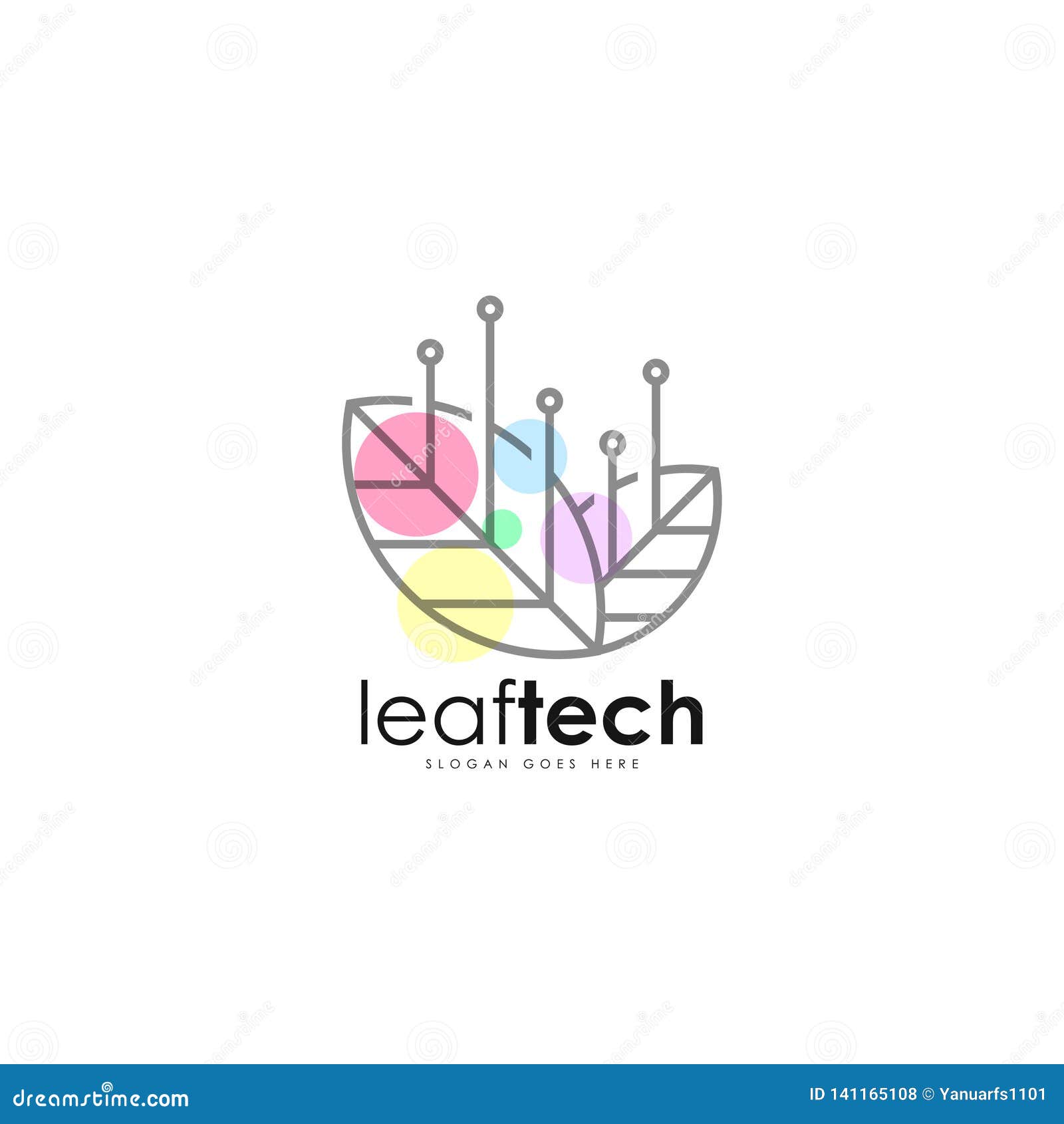 Leaf Tech Logo Vector Template Stock Illustration - Illustration of ...
