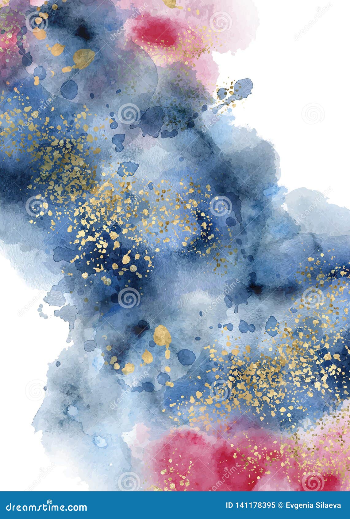 Watercolour Blue Messy Abstract Wet Drawing Backdrop. Cute B Stock ...