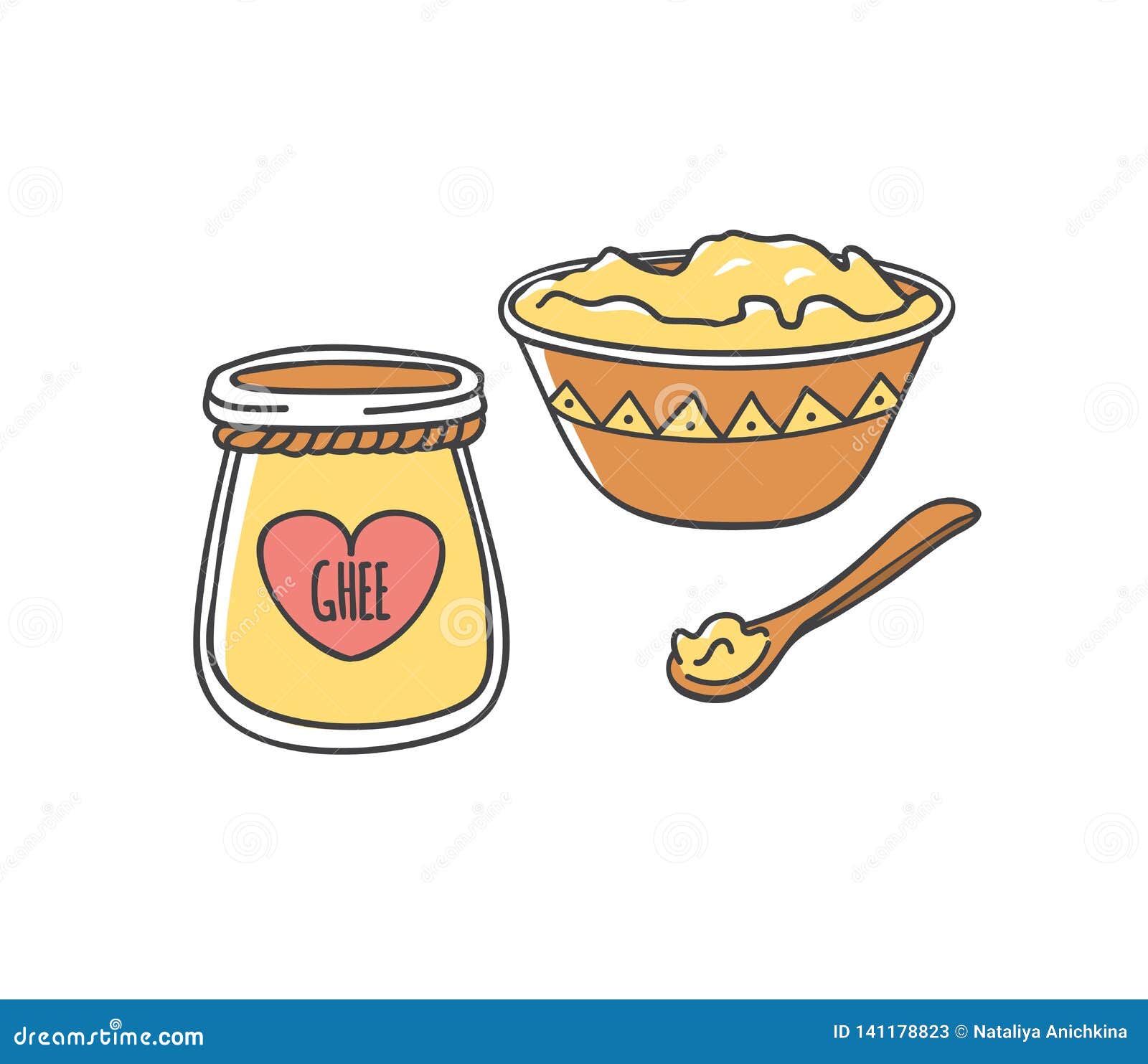 Ghee. Vector Illustration of Traditional Indian Ghee Butter Stock ...