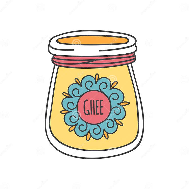 Ghee. Vector Illustration of Traditional Indian Ghee Butter Stock ...