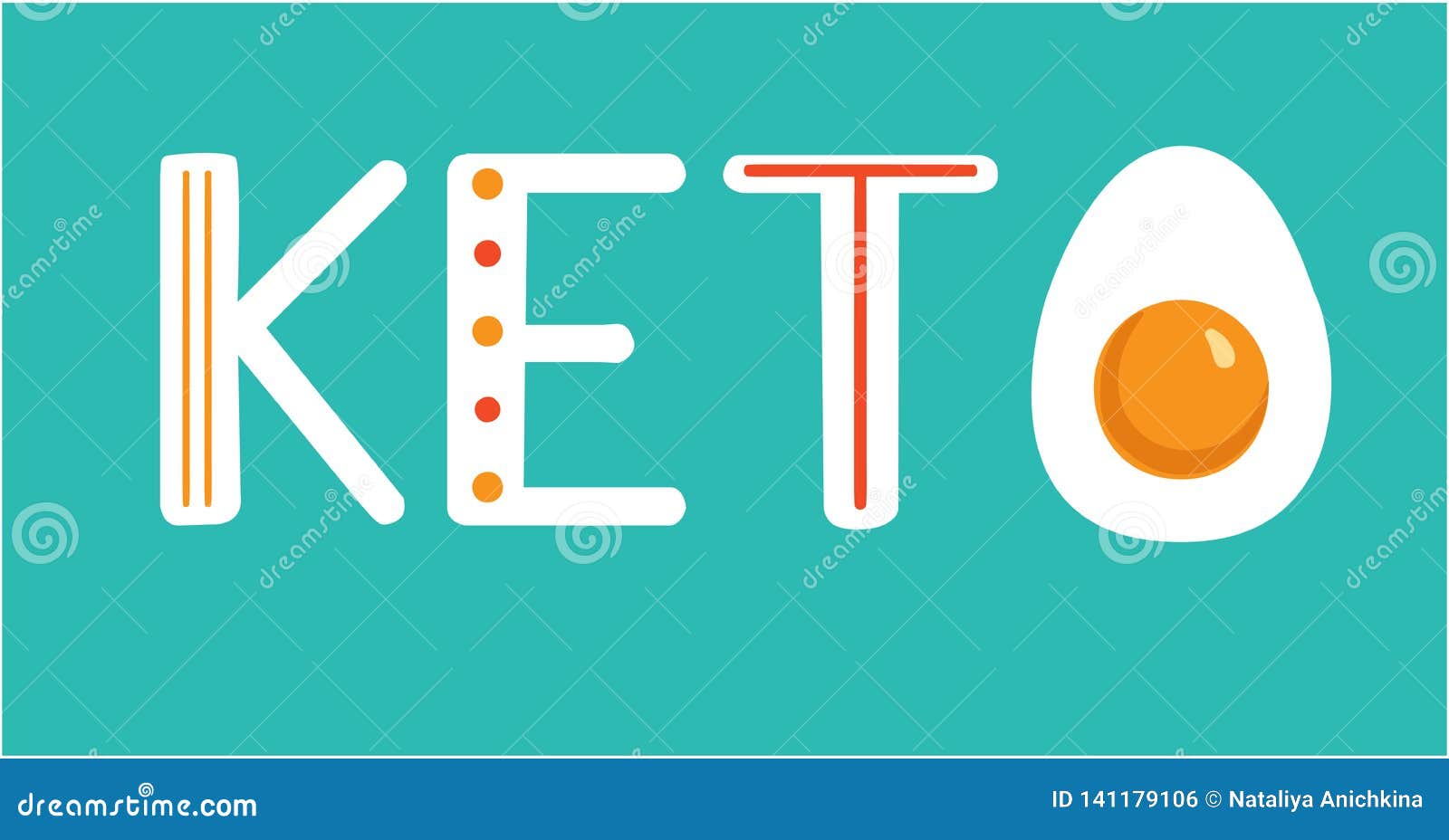 Keto. Vector Flat Illustration with Hand Lettering. Decorated Letters ...