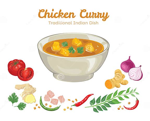 Chicken Curry. Vector Illustration of Popular Food Stock Vector ...