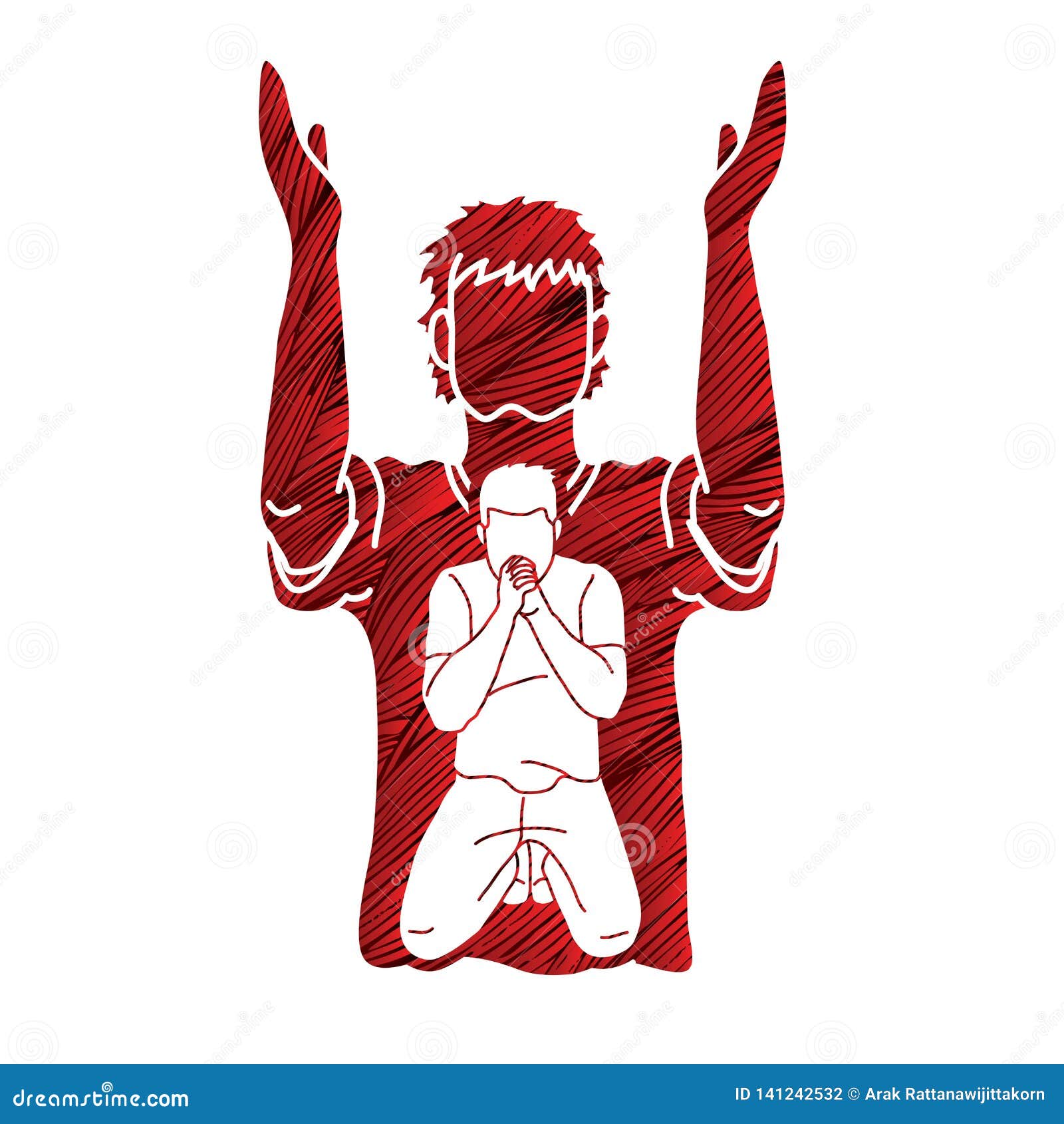 Man Prayer, Praise To the Lord Stock Vector - Illustration of lord ...