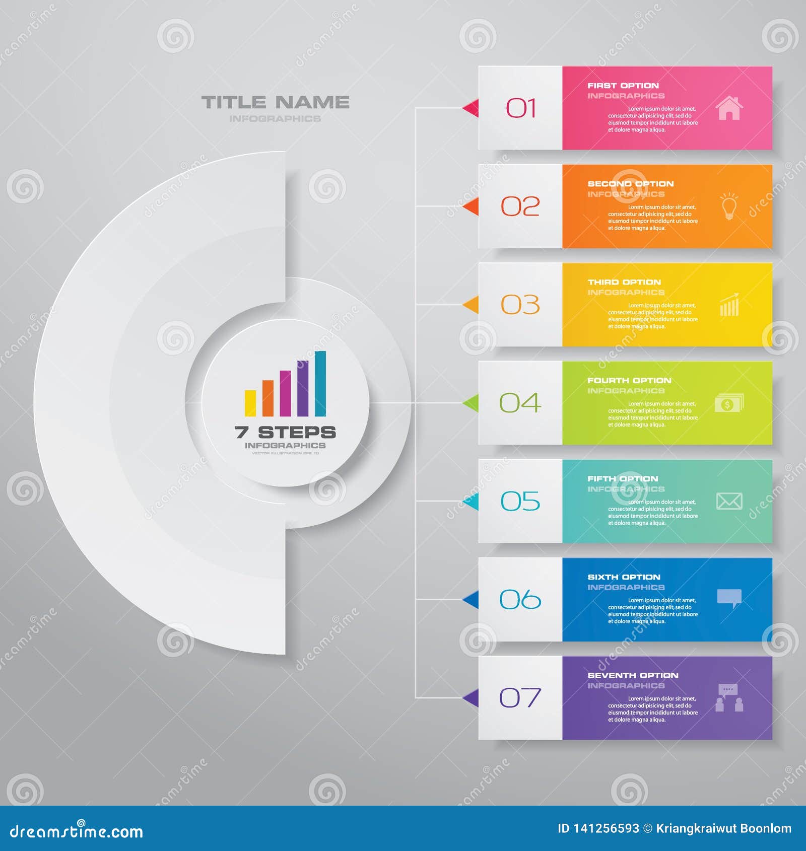 7 Steps Simple&editable Process Chart Infographics Element. Stock ...