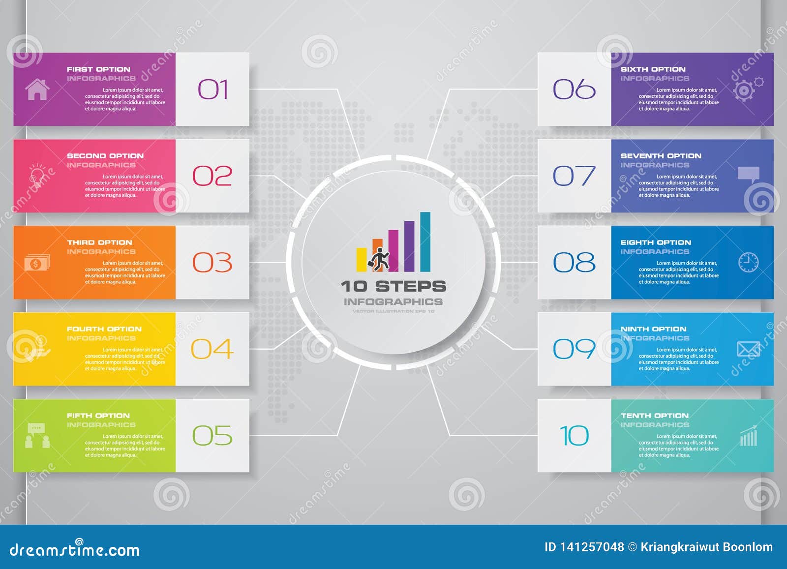 10 Steps Infographics Chart Design Element. for Data Presentation Stock ...