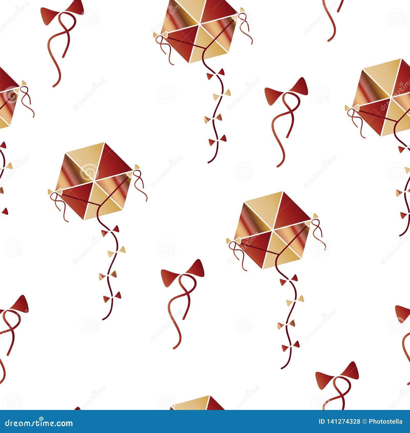 Seamless Pattern with Kites in Red and Brown Colors Vector Stock Vector ...