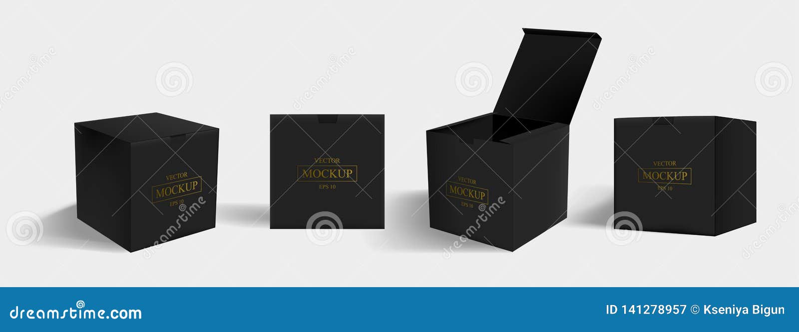 Set of Realistic Square Cardboard Packaging Stock Vector - Illustration ...