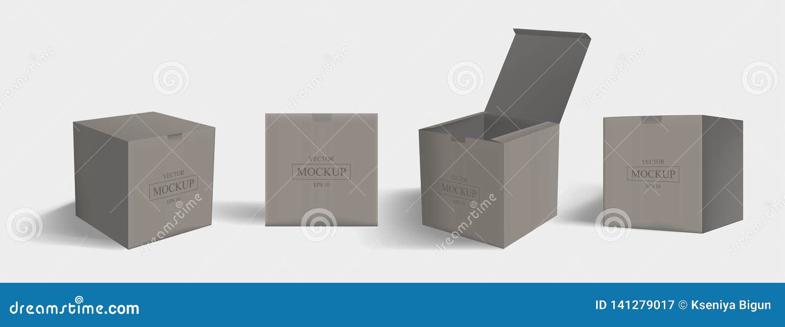 Set of Realistic Square Cardboard Packaging Stock Vector - Illustration ...