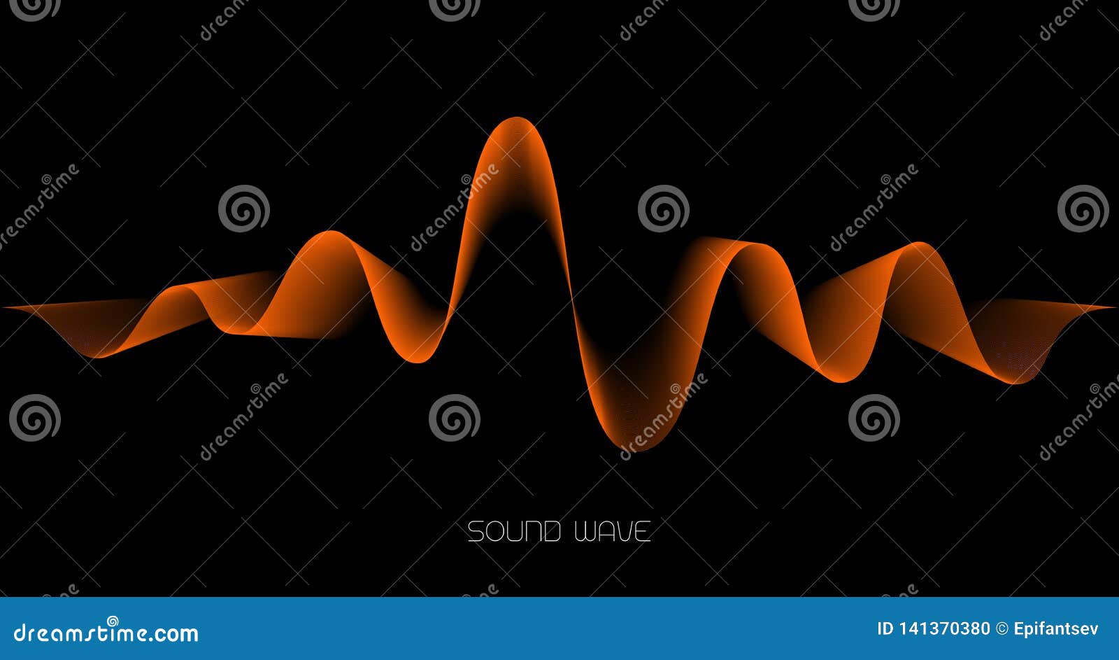 Abstract Sound Wave Background. Orange Wave on Black Stock Vector ...
