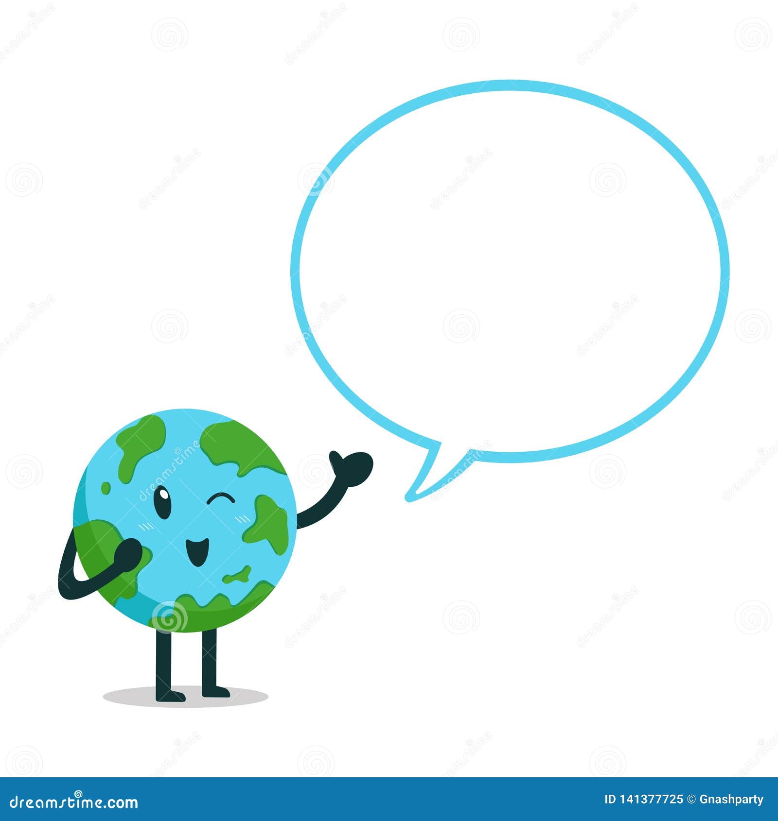 Vector Cartoon Earth Character with White Speech Bubble Stock Vector ...