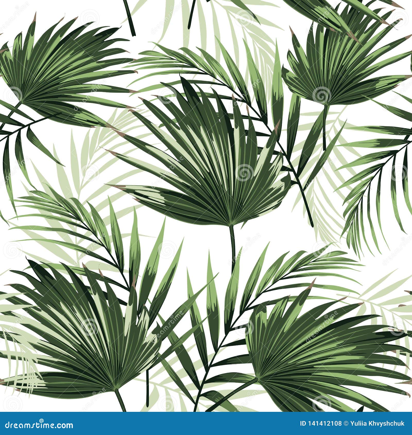 Seamless Pattern with Tropical Palm Leaves. Stock Illustration ...