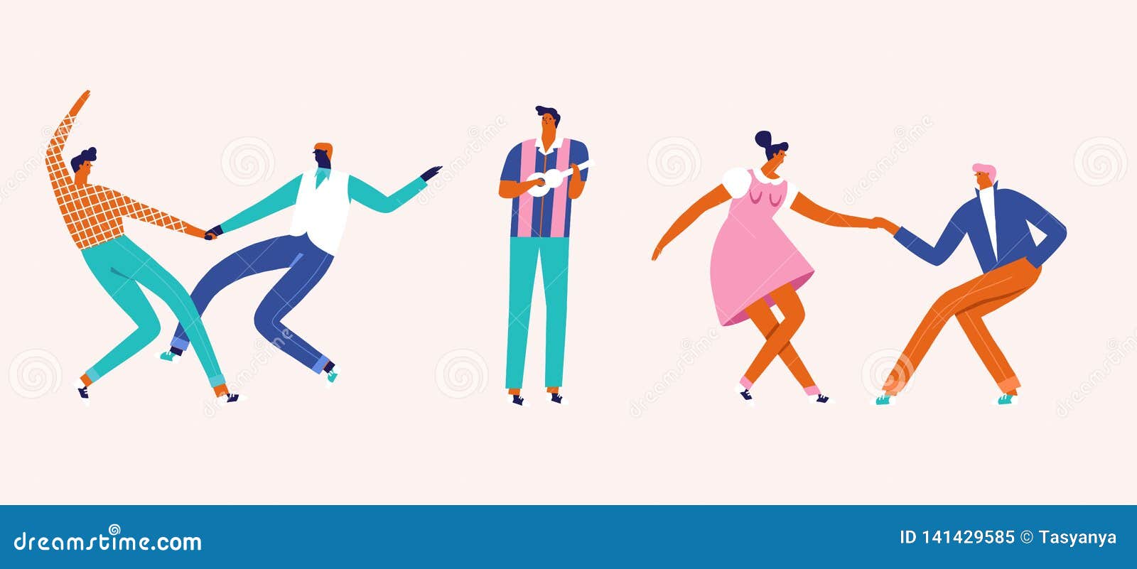 Rockabilly Style Wolf Playing A Electric Guitar Cartoon Vector ...