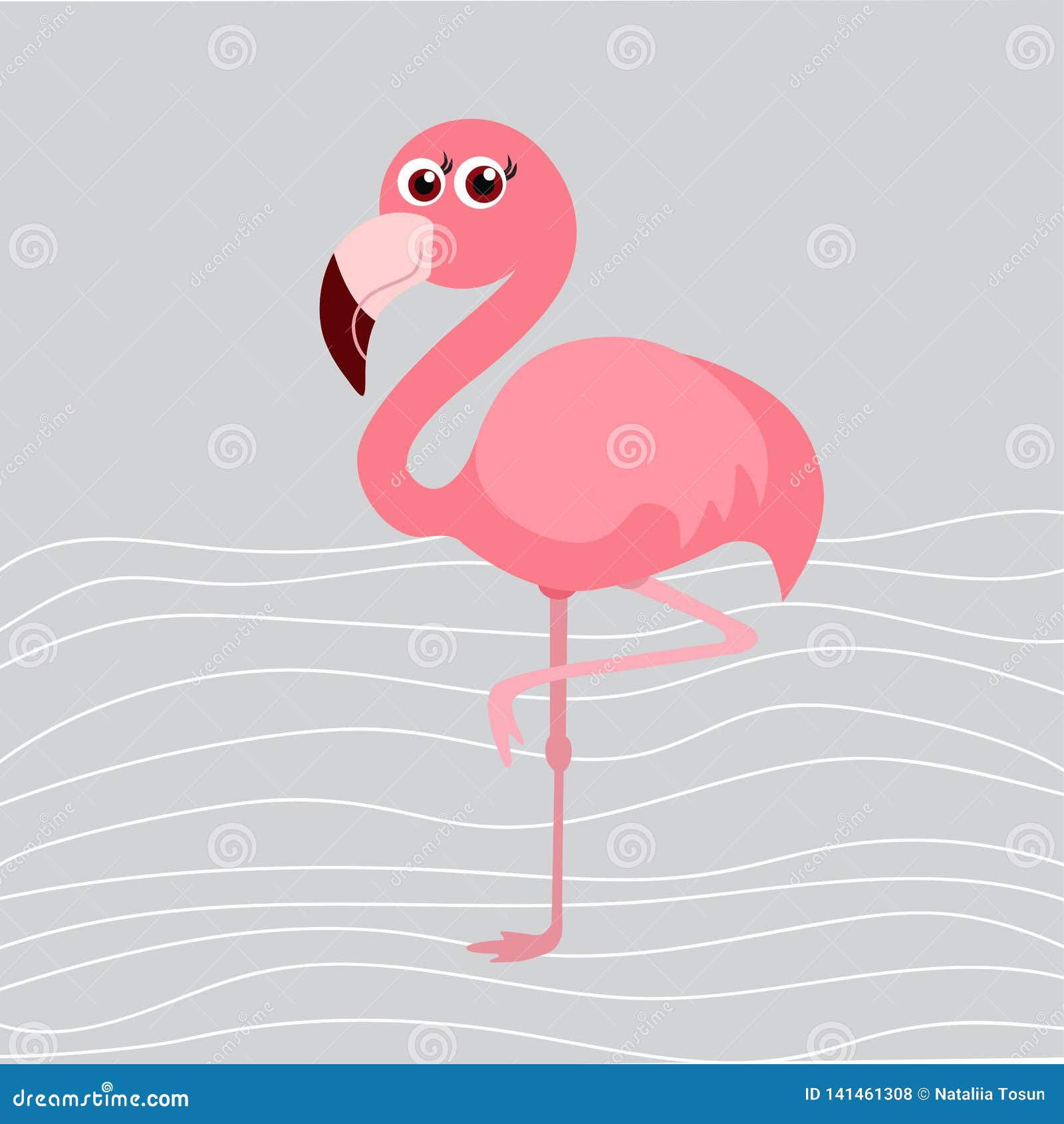 Print cute flamingo stock vector. Illustration of beautiful - 141461308