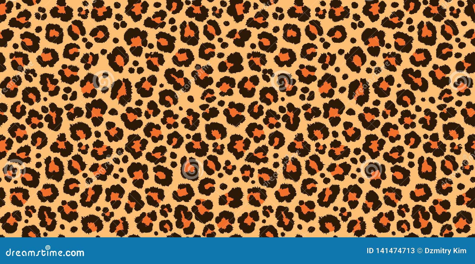 Seamless Orange Leopard Print On White Background. Vector Pattern ...