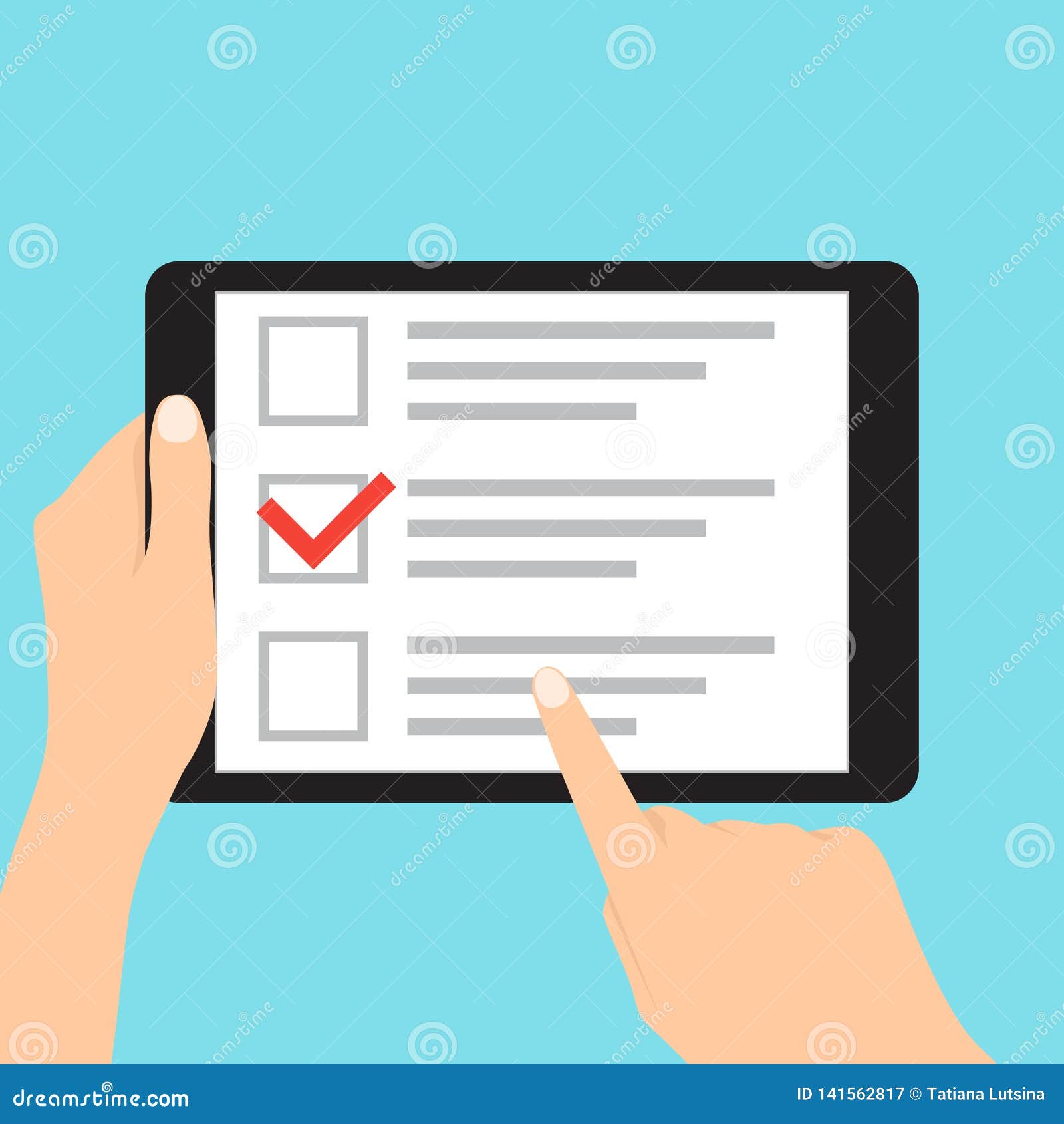 Computer Tablet with Checklist on Screen. Online Form Survey, Tablet ...