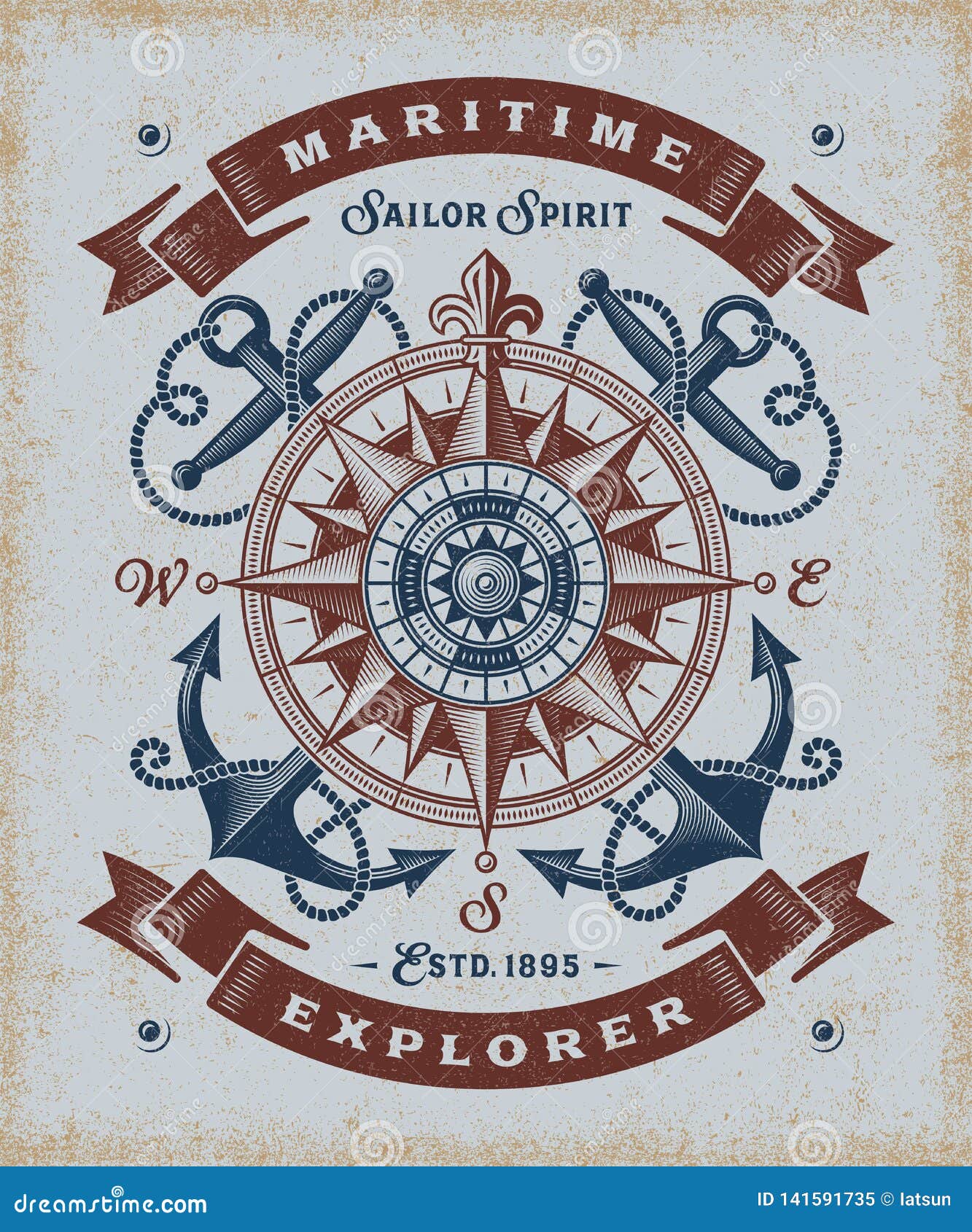 Vintage Maritime And Sea Emblem Template Cartoon Vector | CartoonDealer ...