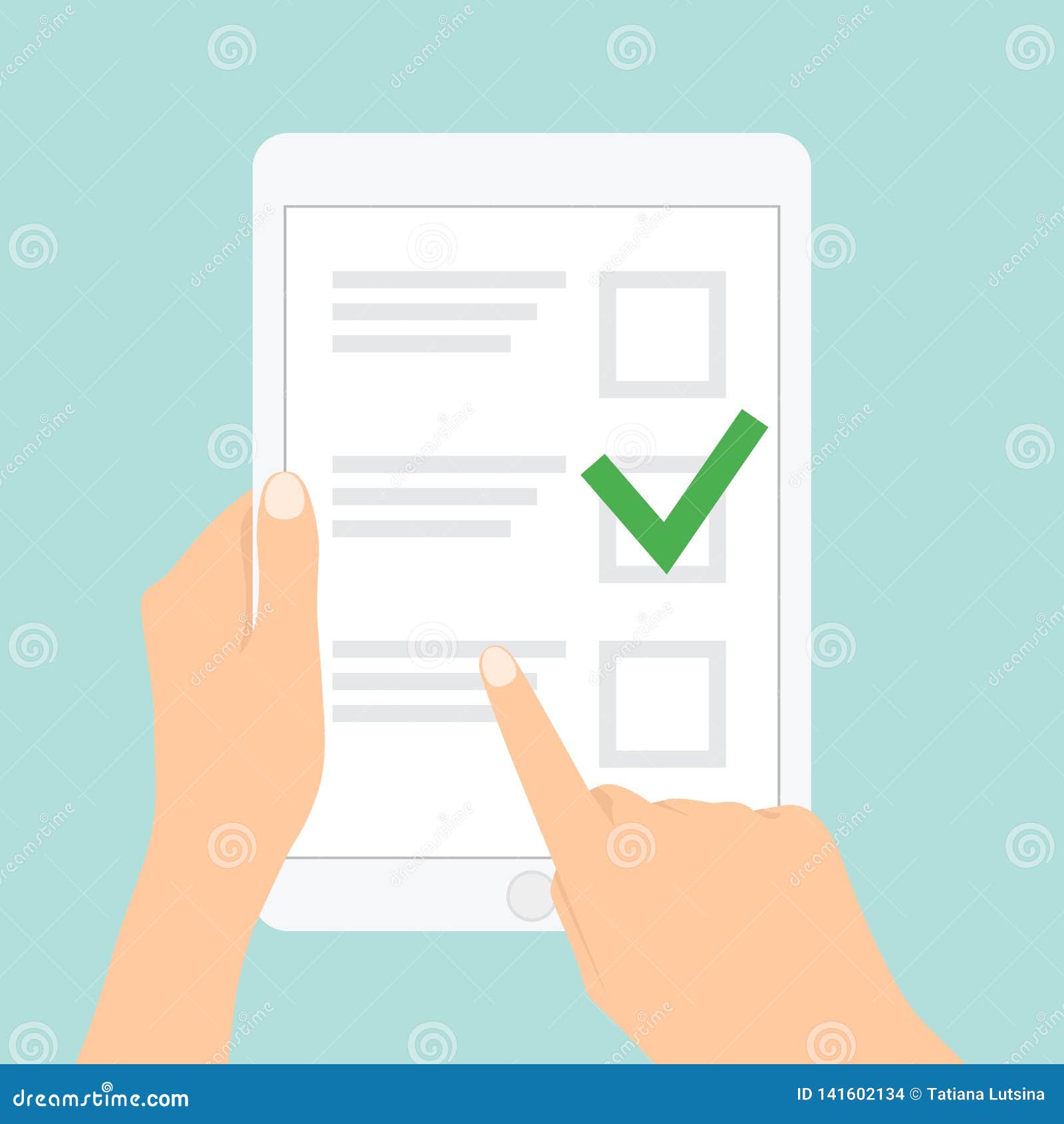 Computer Tablet with Checklist on Screen. Online Form Survey, Tablet ...