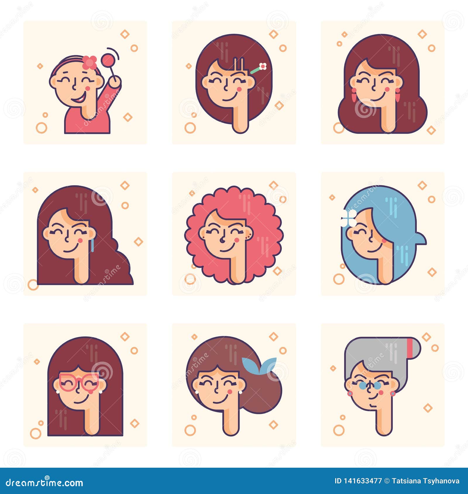 Set Of Pictograms With A Person Of Different Ages. From Baby Girl To ...