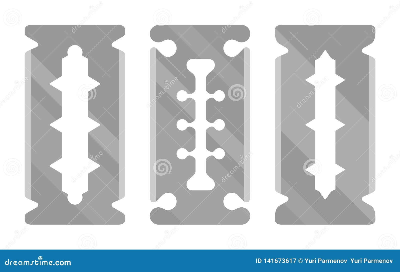 Silver Stainless Steel Double Edge Blade, Razor Blade Icon Set. Vector ...