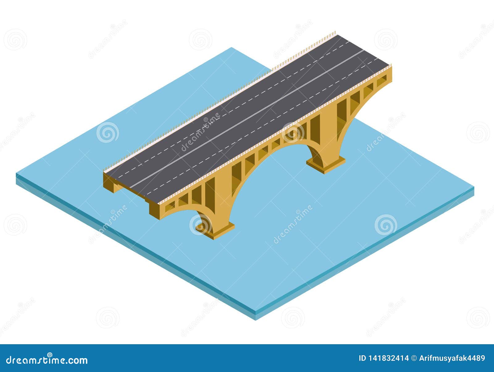 Isometric Bridge. Concrete Bridges Drawbridge River Arch Bridging City ...
